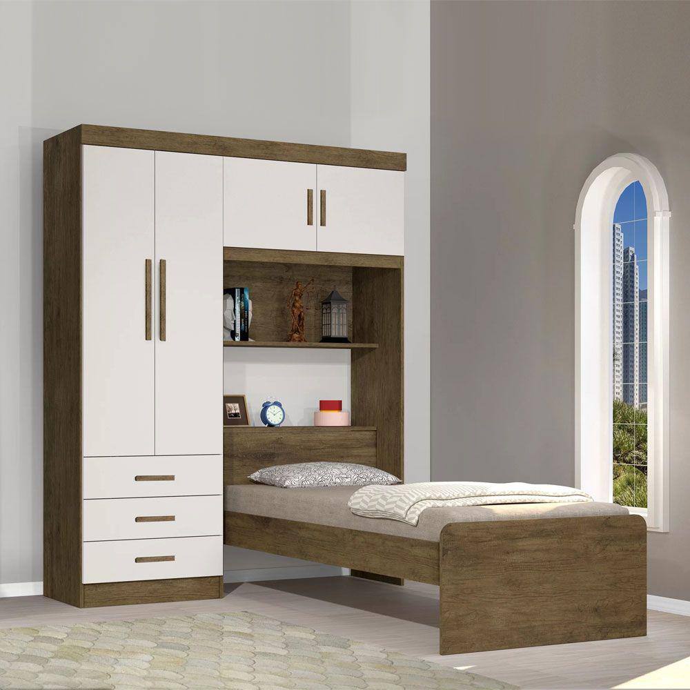 Guarda roupa modulado solteiro cama com colchao | Pontofrio