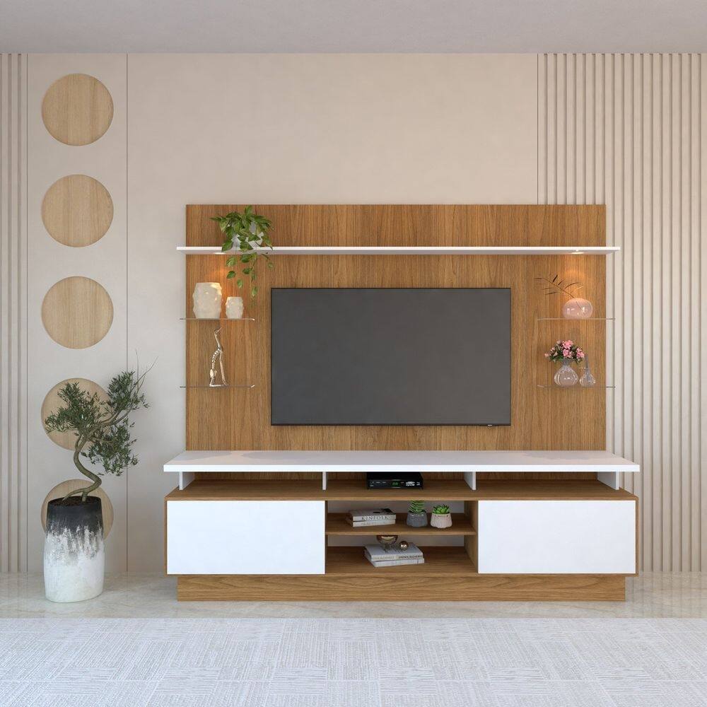 Rack com painel freijo branco | Pontofrio