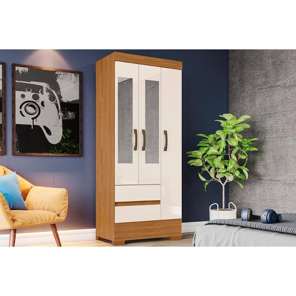 Guarda roupa solteiro abrir com espelho | Pontofrio