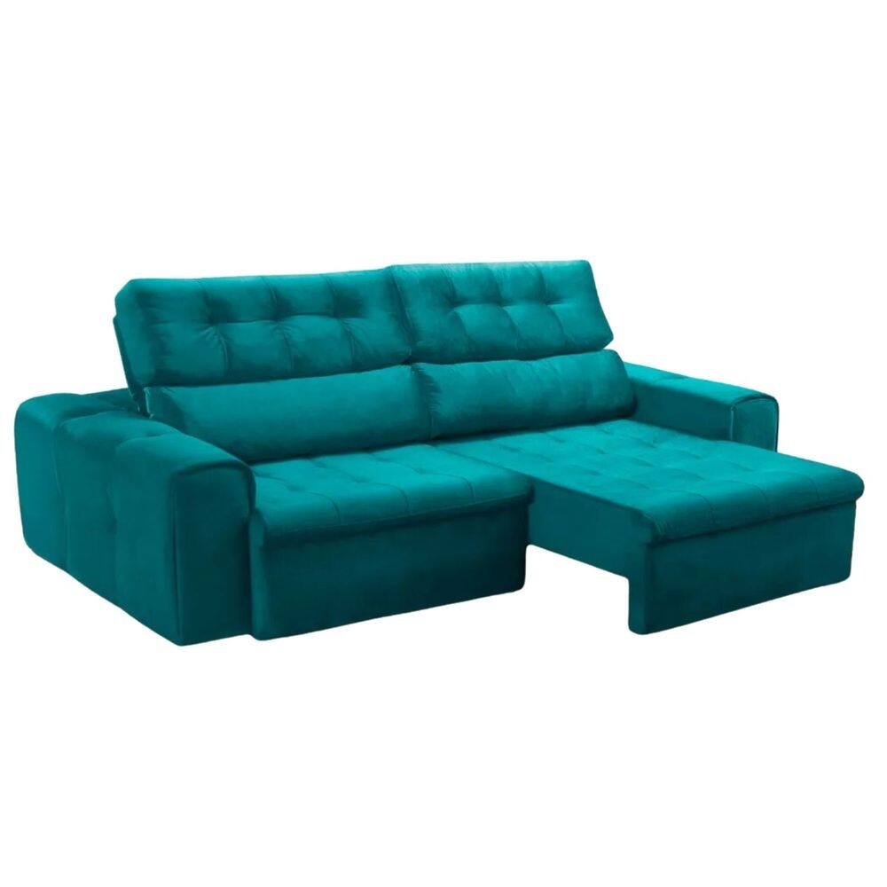 Sofa retratil reclinavel azul turquesa | Pontofrio