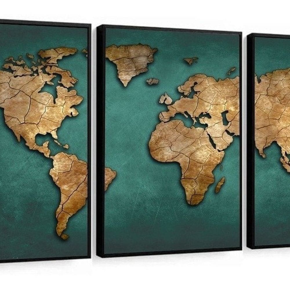 Quadro decorativos mapa mundi globo hd quarto sala kit loja wall frame | Pontofrio