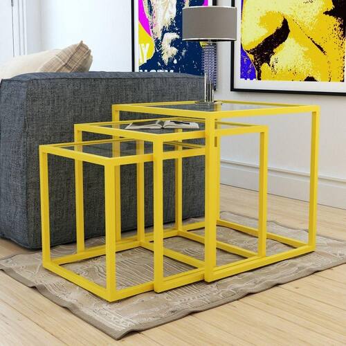 Trio Mesa Lateral Industrial Isabella De Vidro | Ponto