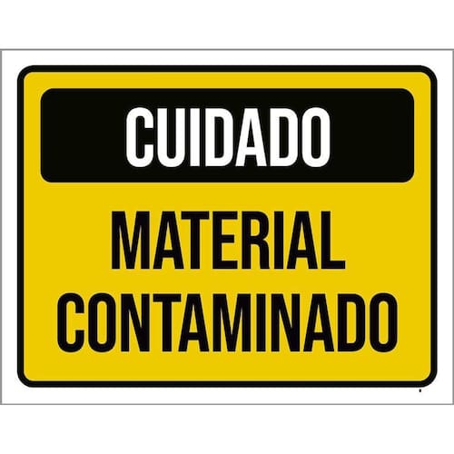 Kit 3 Placas De Sinalização Cuidado Material Contaminado | Ponto