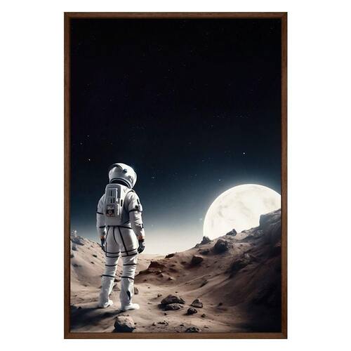 Quadro Decorativo Astronauta E Lua Moldura Cx | Ponto