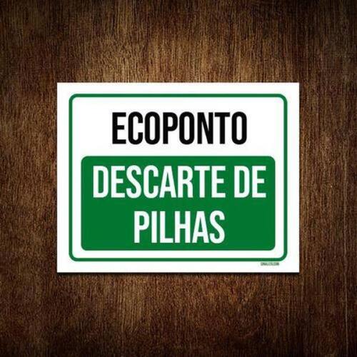 Kit 10 Placas Ecoponto Descarte De Pilhas | Ponto