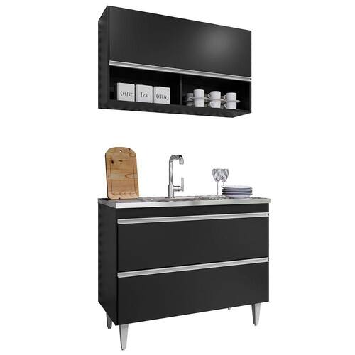 Armário De Cozinha Com Nichos Cp01 Com Pia 100cm | Ponto