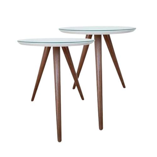 Conjunto Mesa Apoio Lateral Vidro Laqueado | Ponto