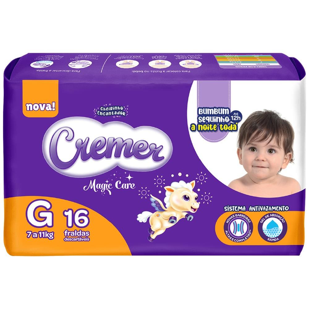 Fralda Cremer Jumbinho Tamanho G 16 Unidades | Pontofrio