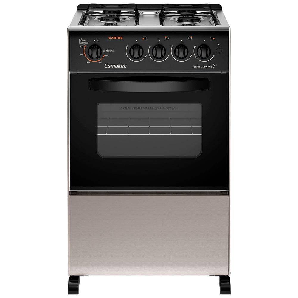 Fogao piso esmaltec 4 bocas caribe mesa inox acendimento automatico ...
