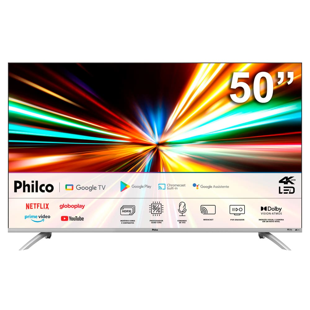 Smart TV DLED 55" UHD 4K Philco PTV55G7EAGCPBL com Bluetooth Chromecast HDMI USB Wi Fi e Android ...