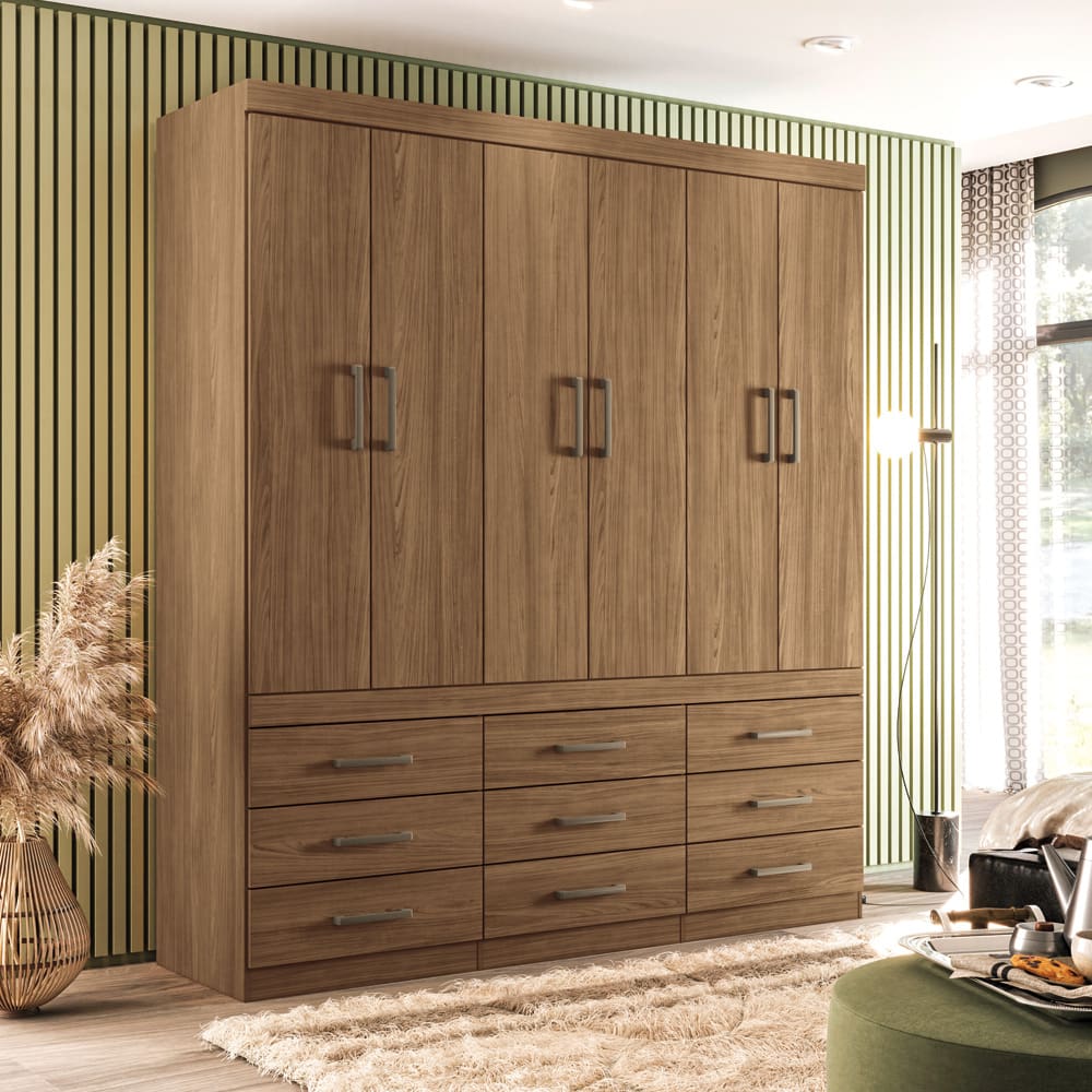 Guarda roupa casal 6 portas 4 gavetas | Pontofrio